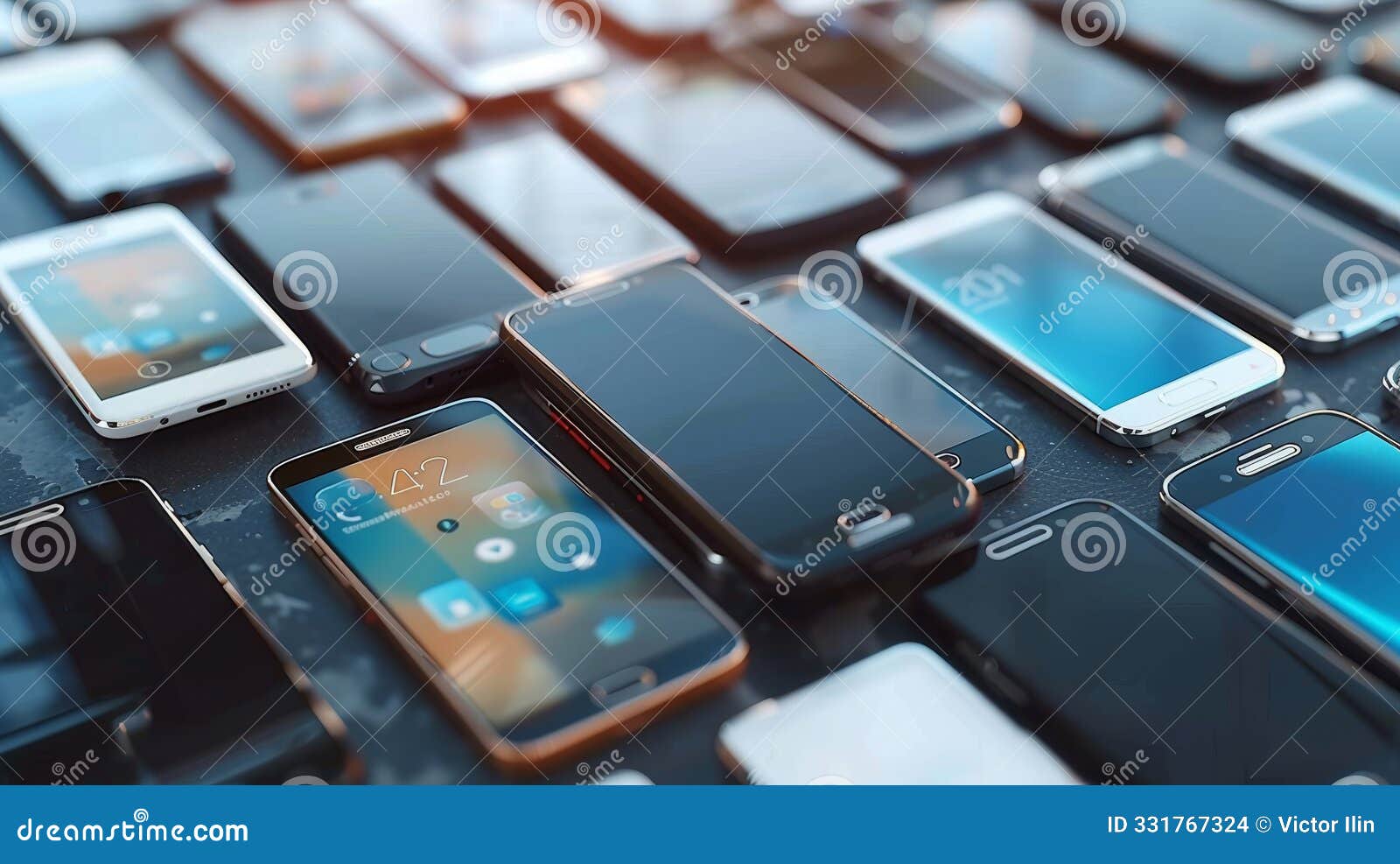 Assorted Mobile Phones on Table, Various Models in Background Tech and ...