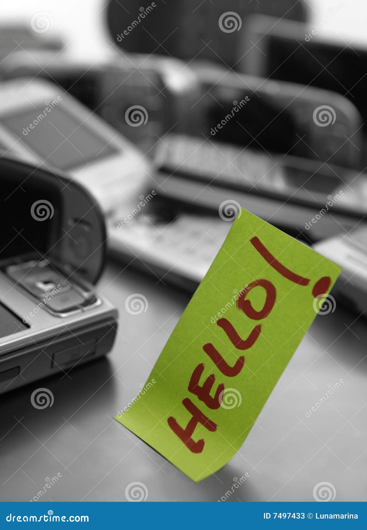 Assorted Mobile Phones and Written Word: HELLO Stock Image - Image of ...