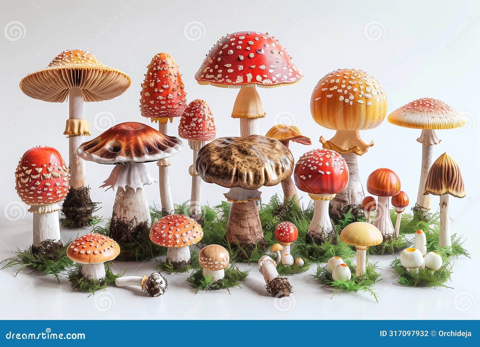 Assorted Mushrooms of Various Shapes and Sizes in a Natural Setting ...