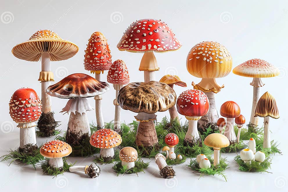 Assorted Mushrooms of Various Shapes and Sizes in a Natural Setting ...
