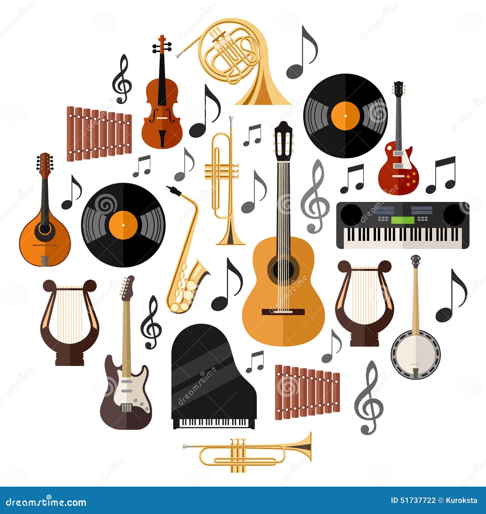 Assorted Musical Instruments Stock Vector - Illustration of childhood ...