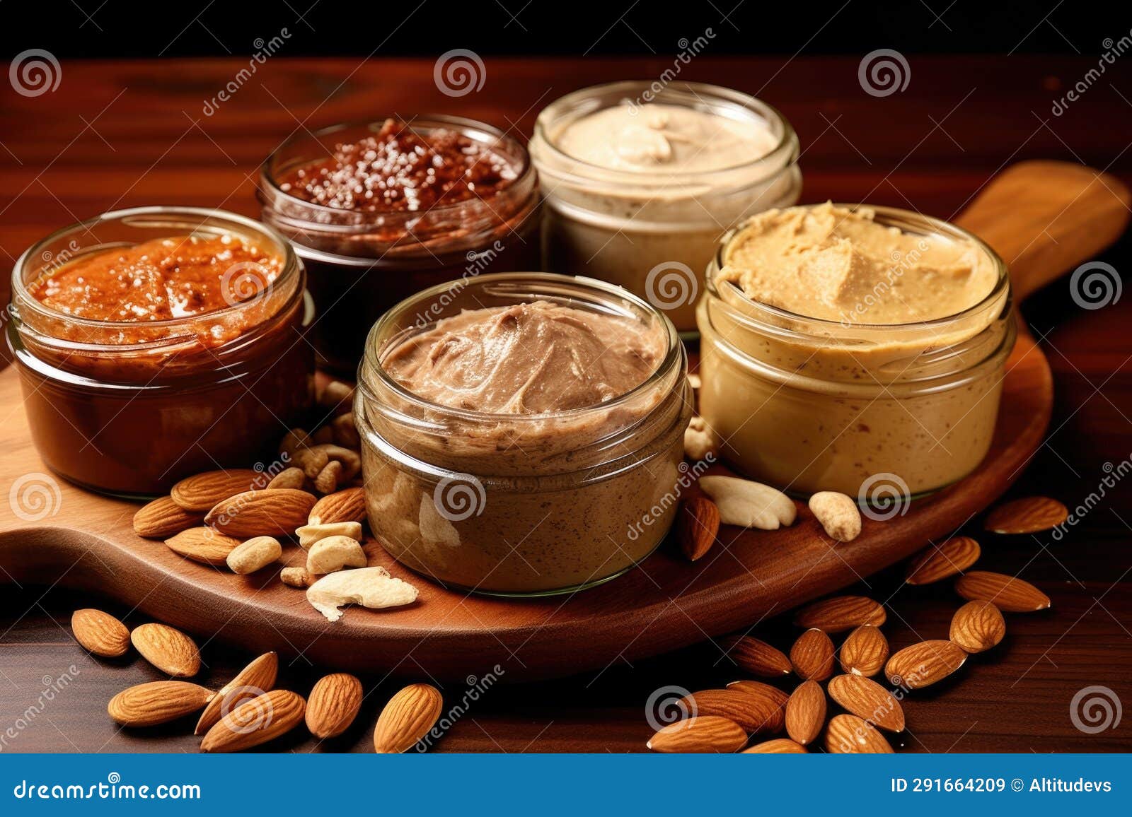 Assorted Nut Butters Spread on Brown Bread Stock Image - Image of ...