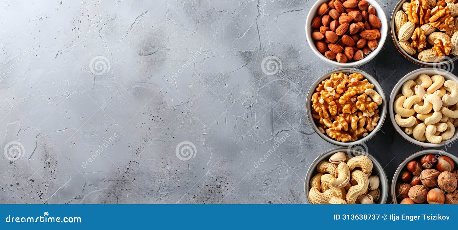 Assorted Nuts Arranged in Natural Background, Top View Composition of ...