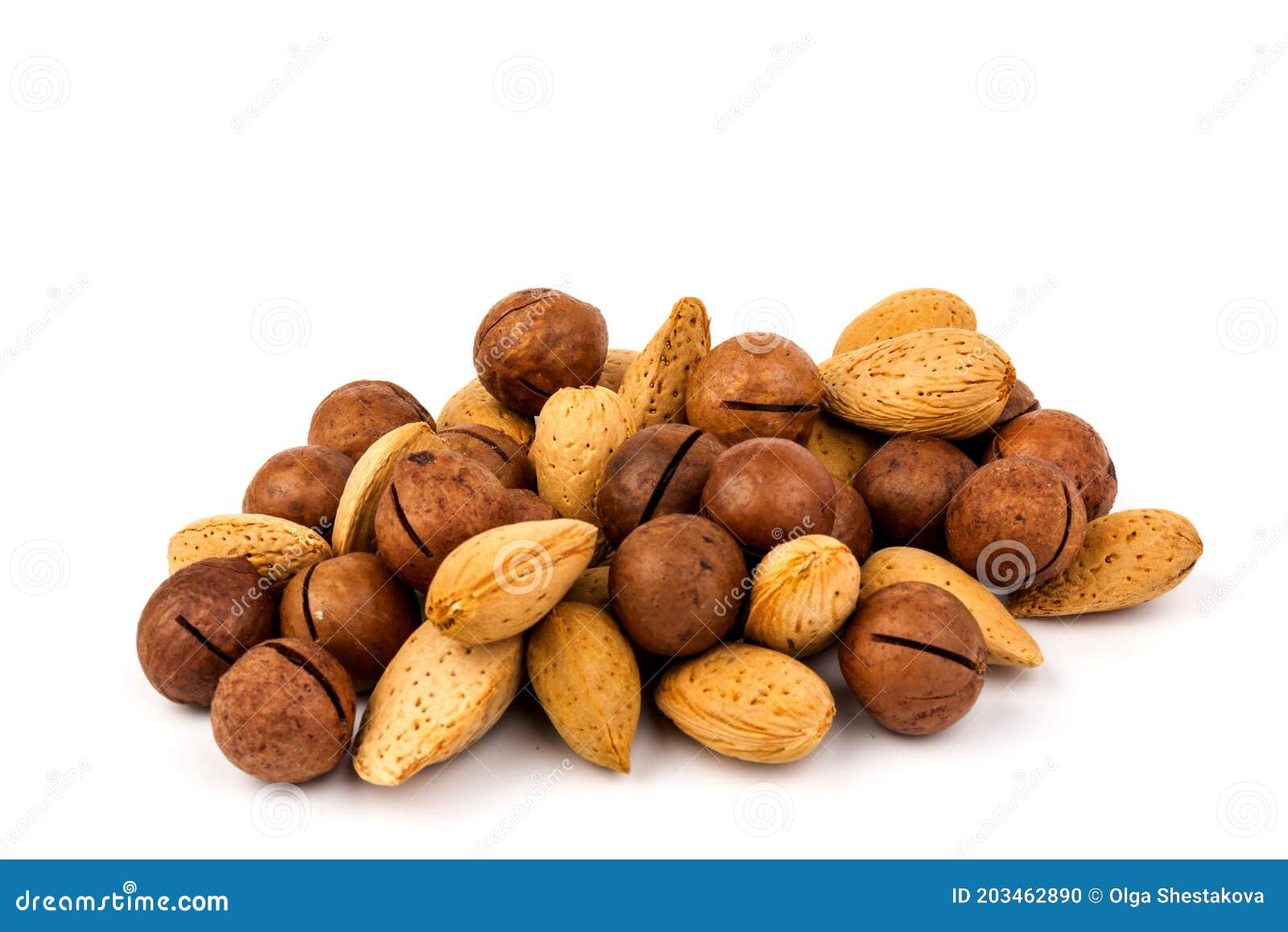 Assorted Nuts. Background of Nuts - Macadamia, Almonds, Isolated on ...