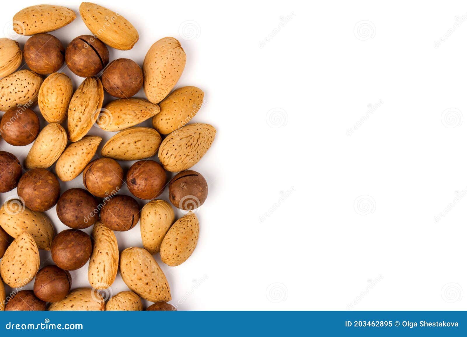 Assorted Nuts. Background of Nuts - Macadamia, Almonds, Isolated on ...