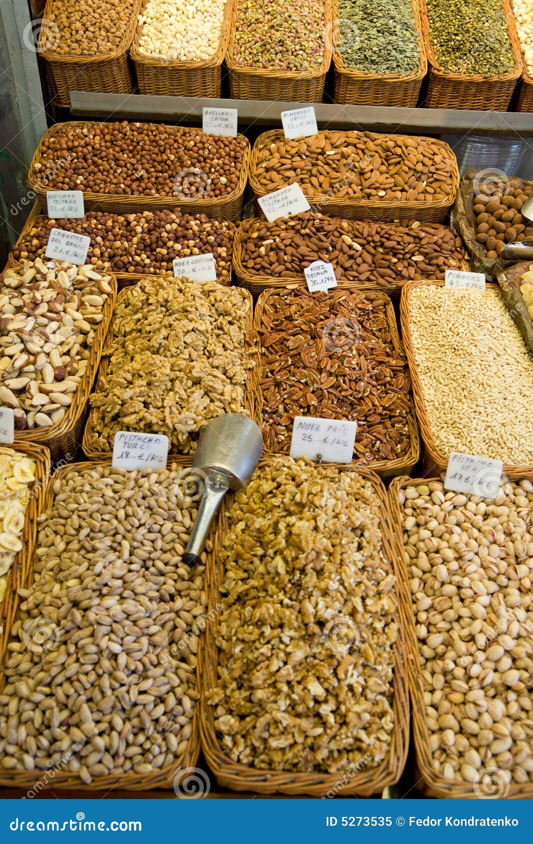 Assorted Nuts in Baskets stock image. Image of peanuts - 5273535