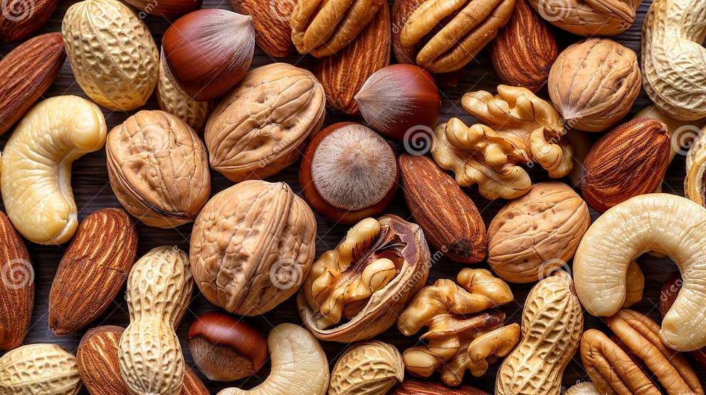 Assorted Nuts Creating a Natural Textured Background Perfect for ...