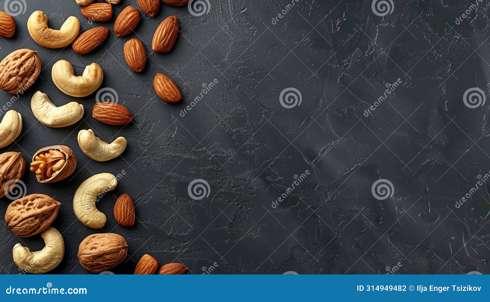 Assorted Nuts Display Top View of Various Nut Varieties Creating a ...