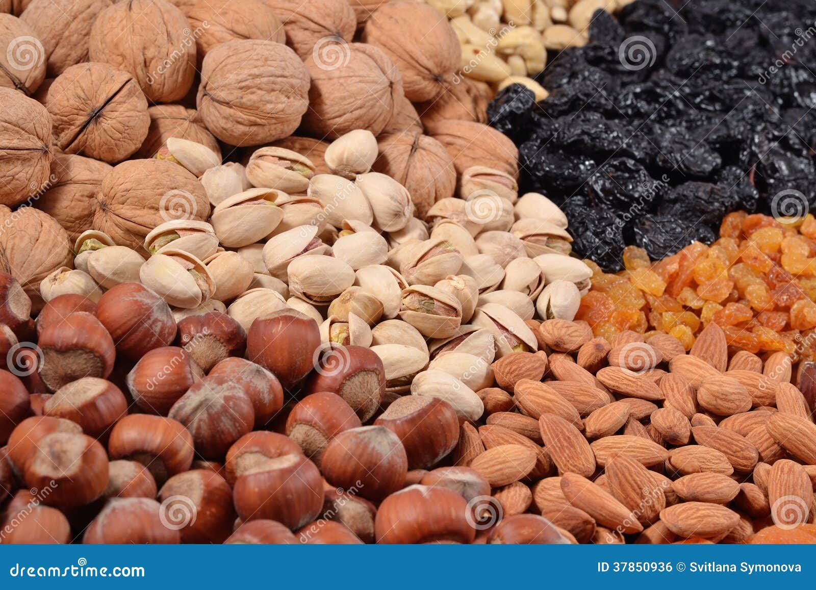 Assorted Nuts and Dried Fruits Stock Photo - Image of gourmet, filbert ...