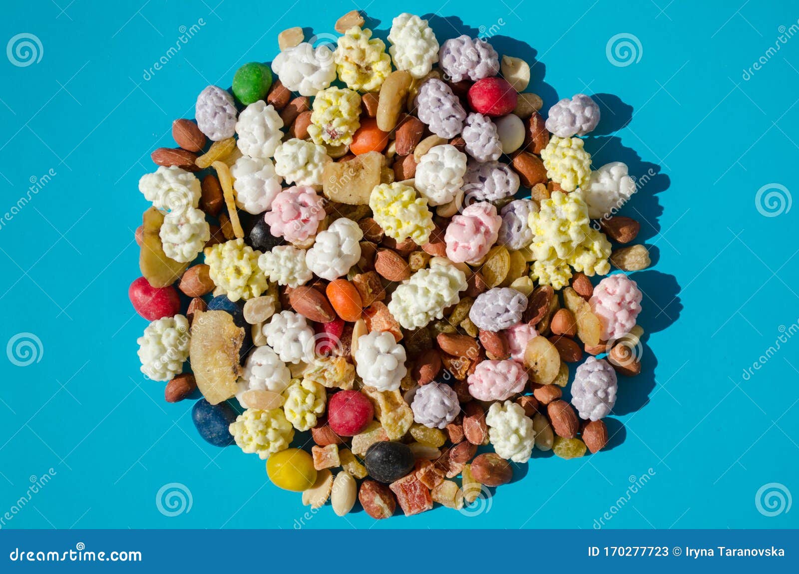 Assorted of Nuts and Dried Fruits and Dragees in Sugar, in Shape of ...