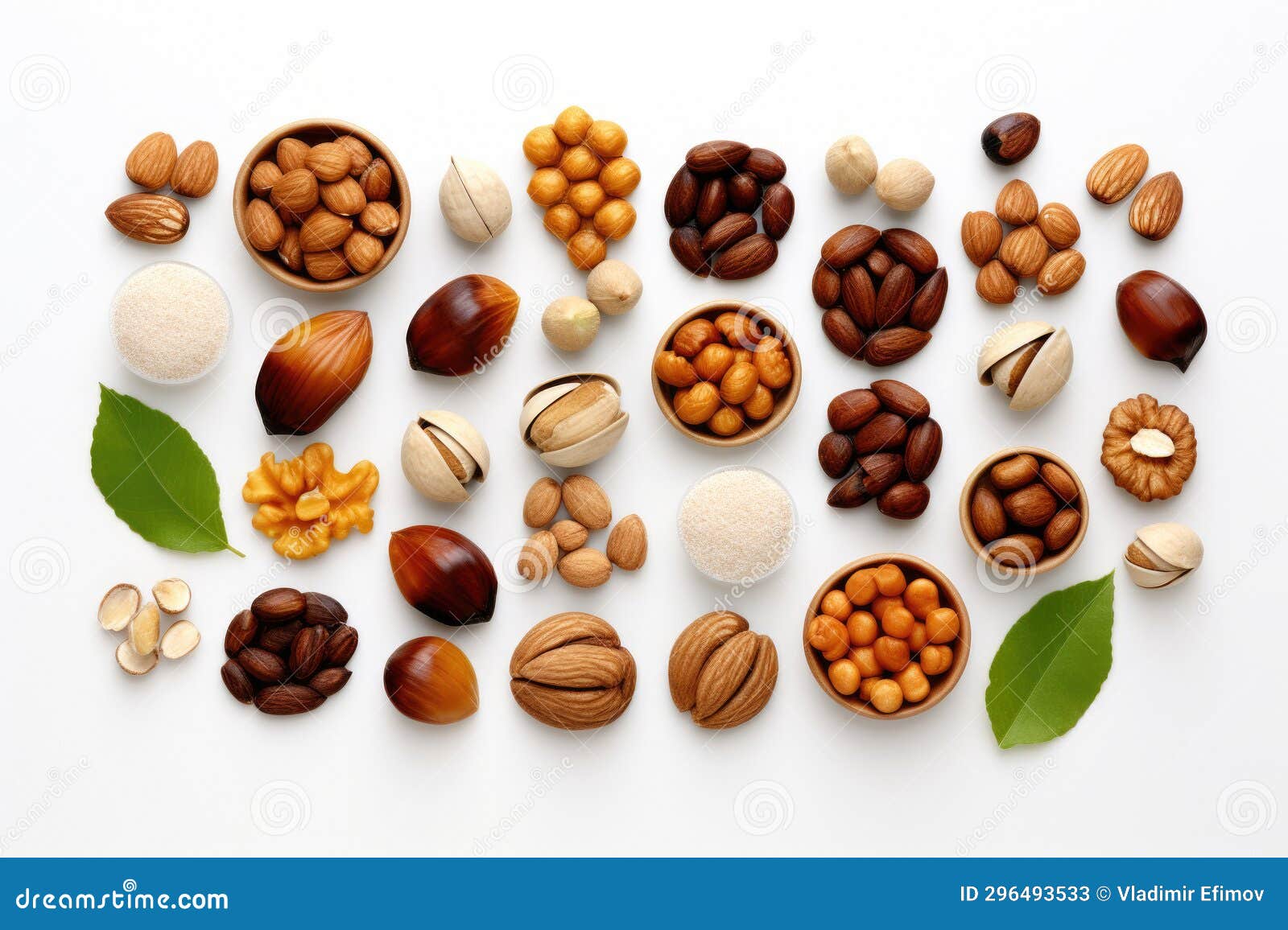 Assorted Nuts and Nutshells on White Surface Stock Illustration ...