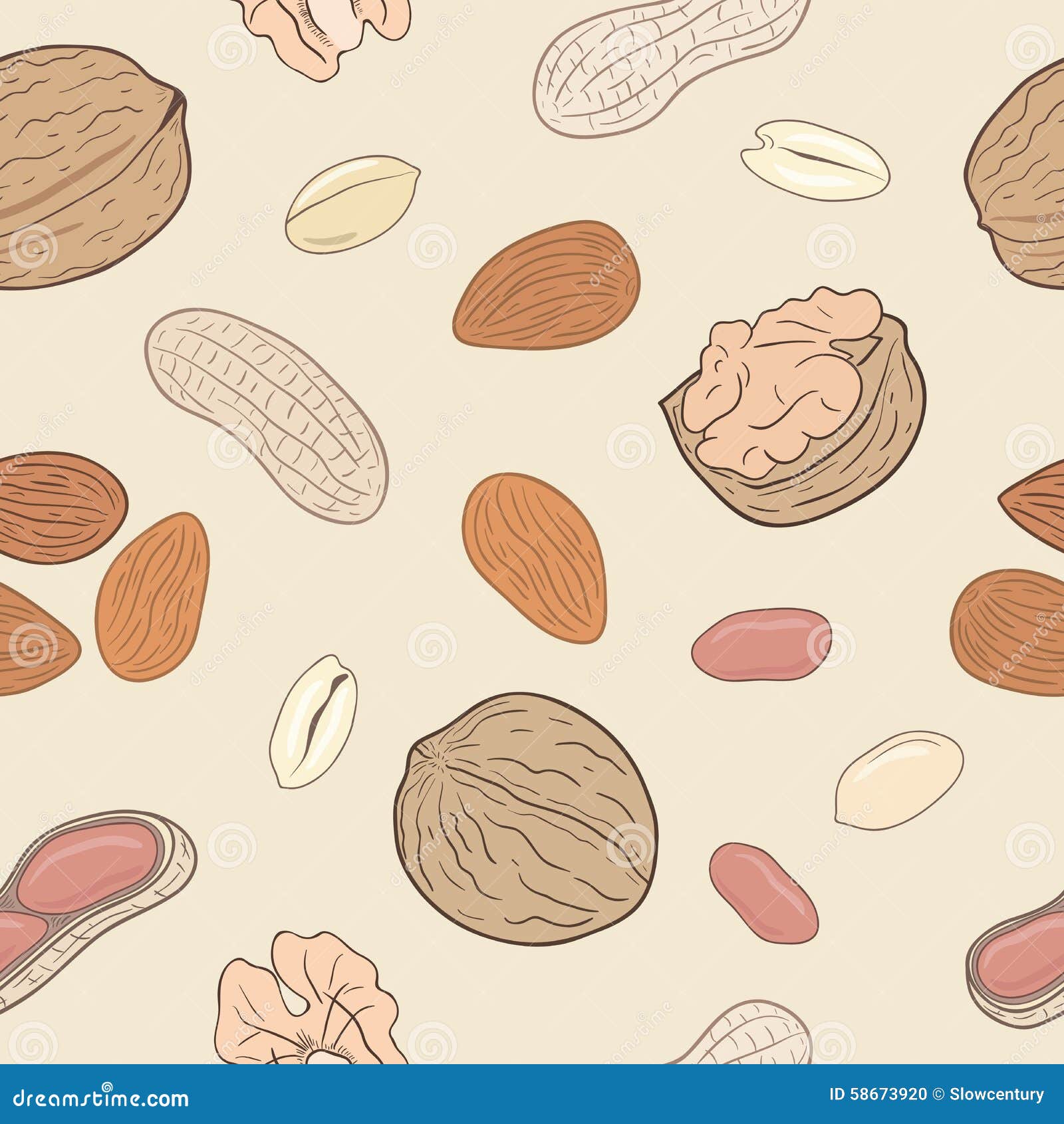 Assorted Nuts Seamless Pattern Stock Vector - Illustration of healthy ...
