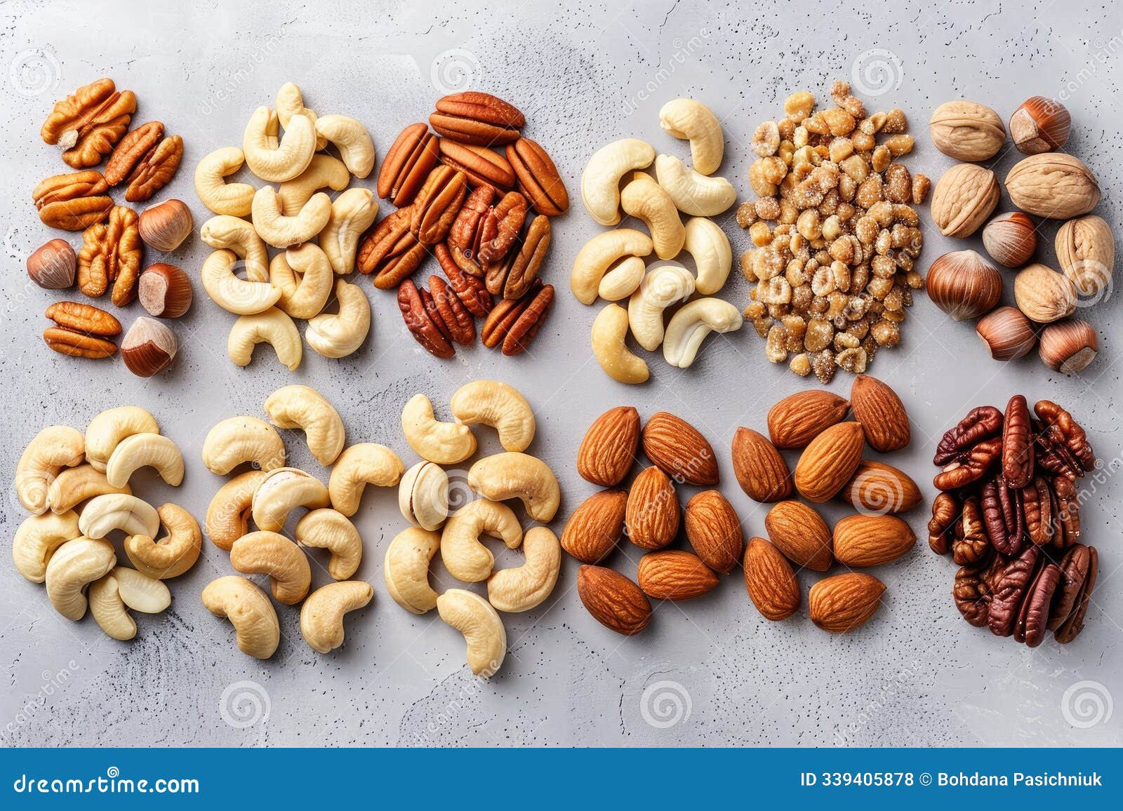 Assorted Nuts. Types of Nuts Close-up on Light Background. Cashew ...