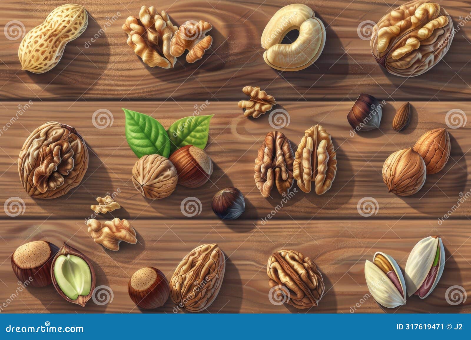 Assorted Nuts on a Wooden Surface, Natural Textures and Earthy Tones ...