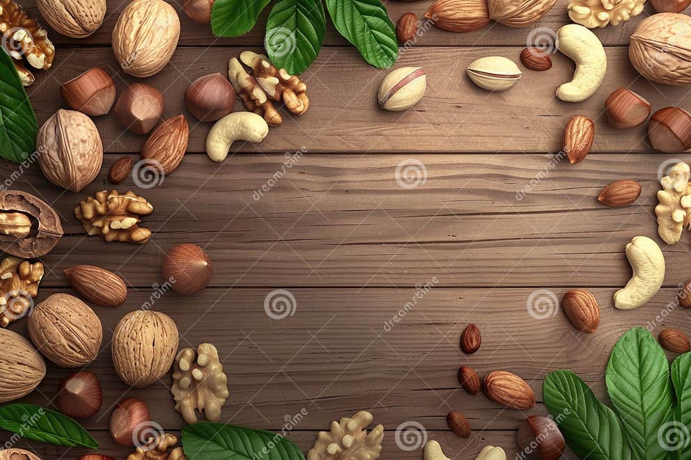 Assorted Nuts on a Wooden Surface, Natural Textures and Earthy Tones ...