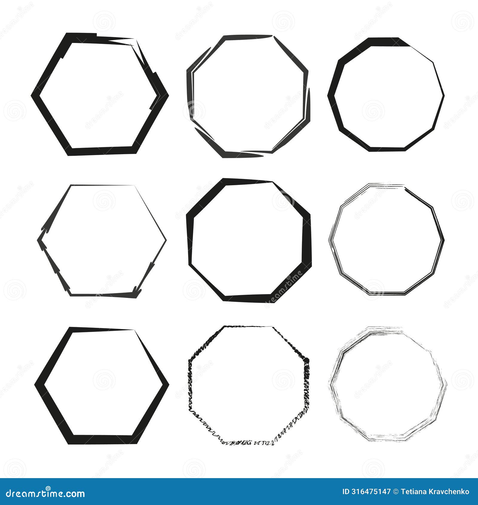 Assorted Octagon Frames Vector Set. Various Eight-sided Border Designs ...