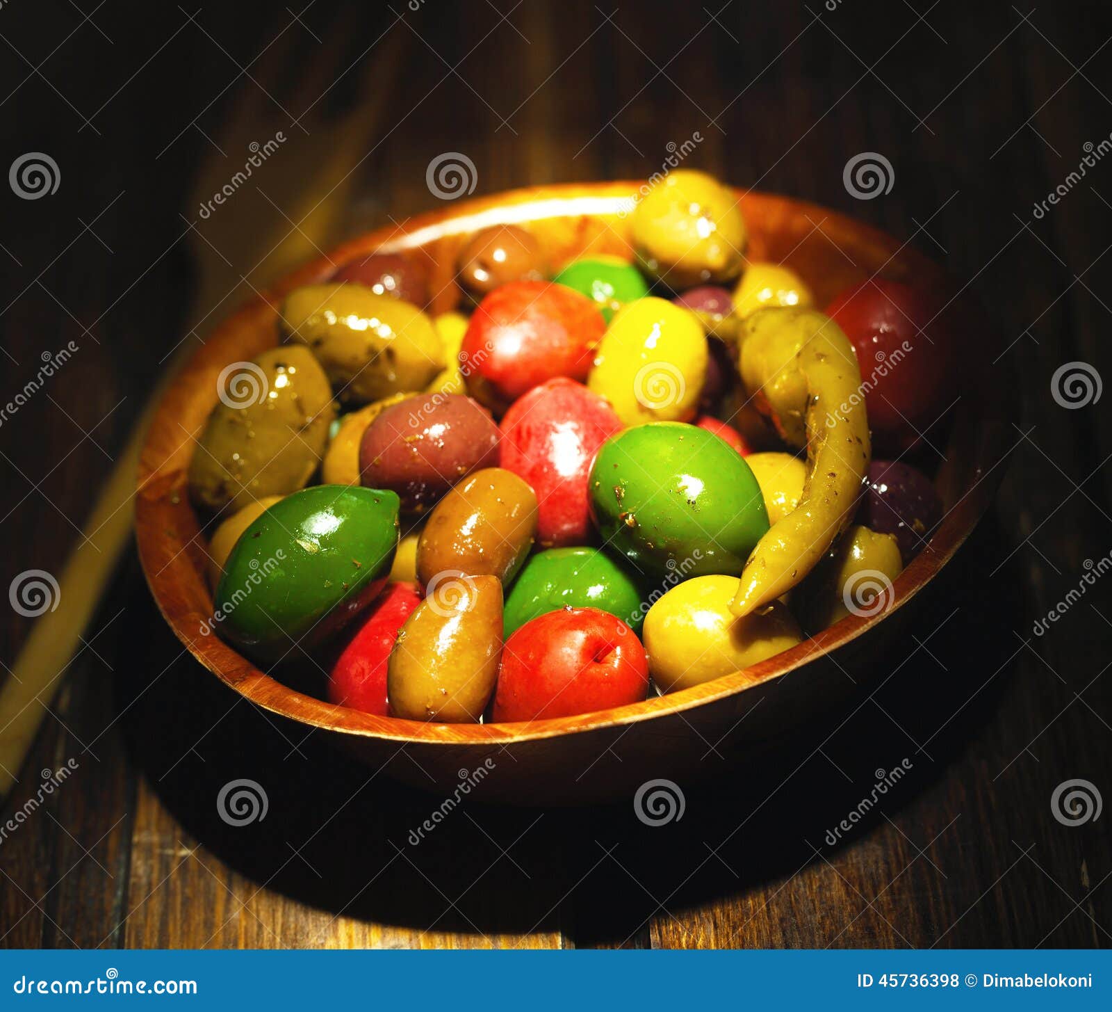 Assorted olives on a table stock photo. Image of nature - 45736398