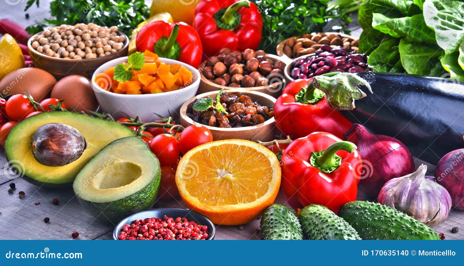 Assorted Organic Food Products on the Table Stock Photo - Image of ...