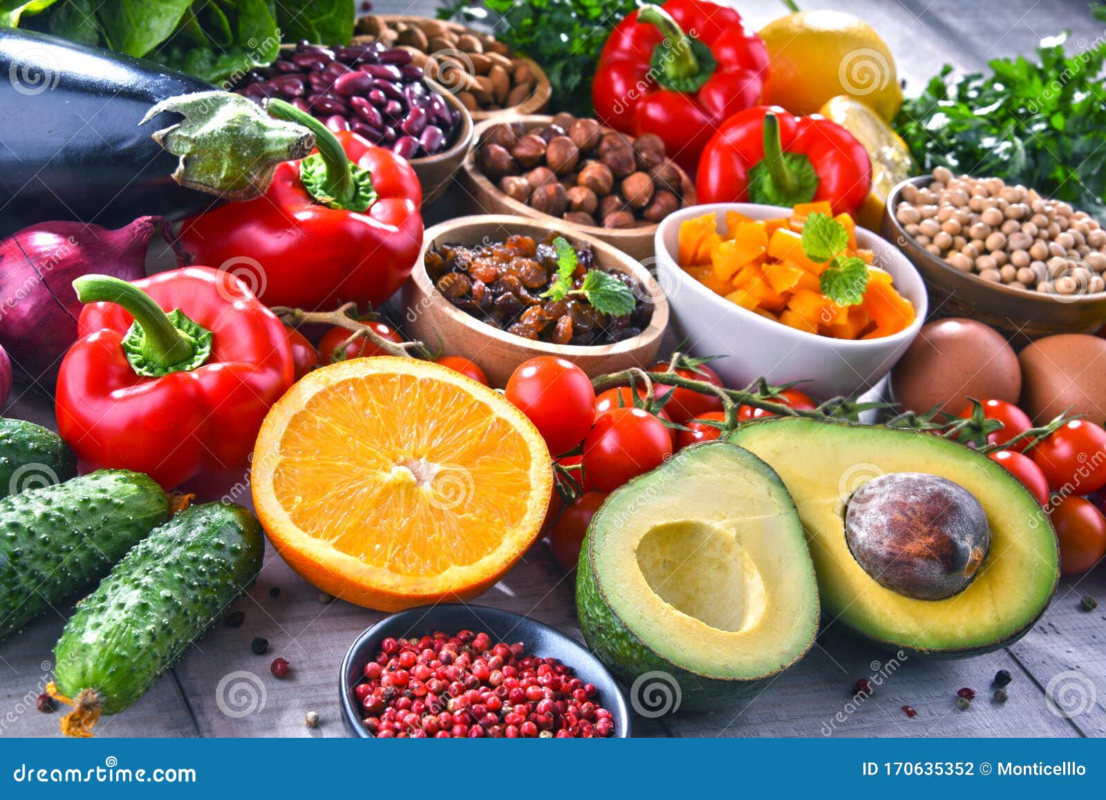 Assorted Organic Food Products on the Table Stock Photo - Image of ...