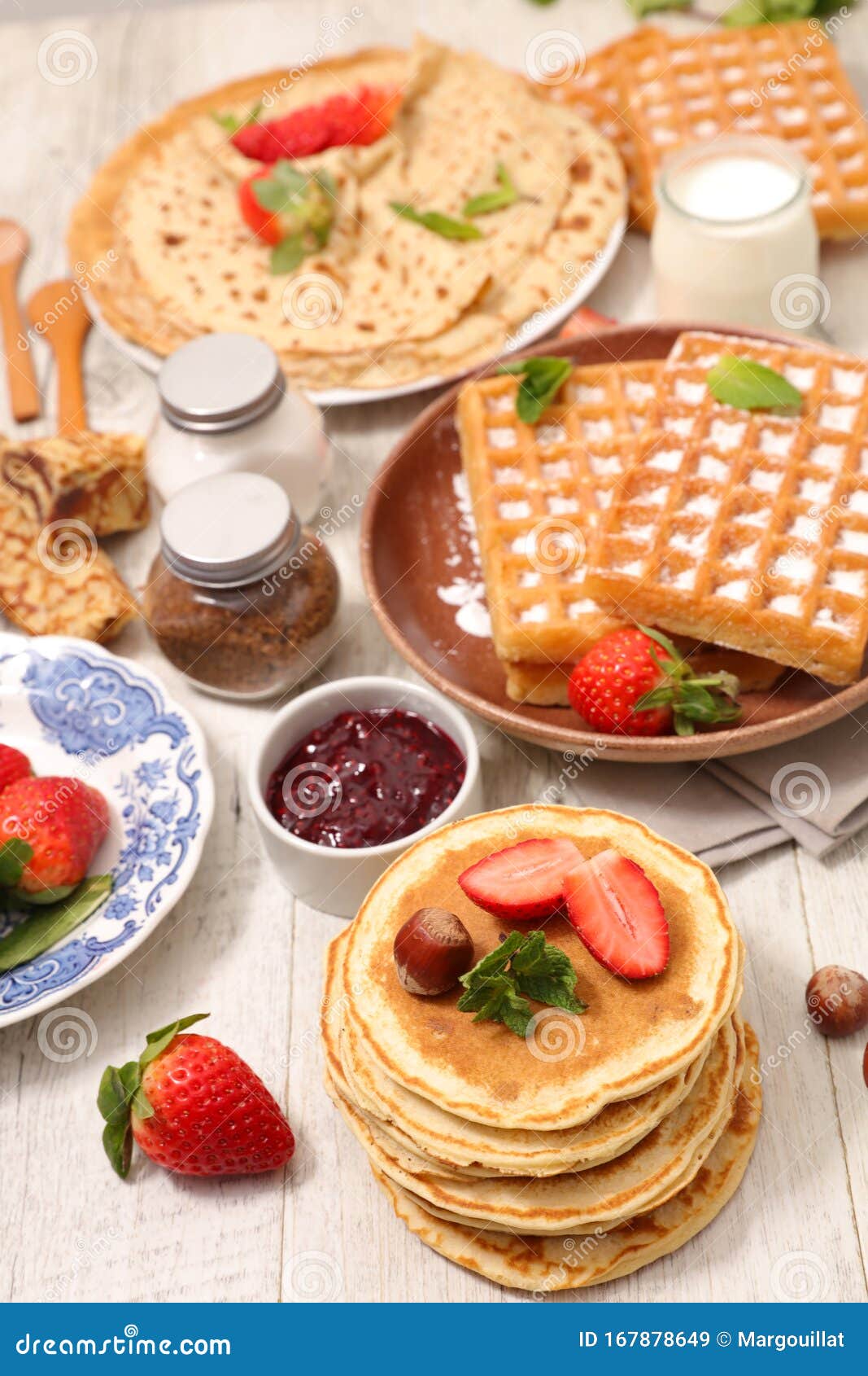 Assorted of pancake, crepe stock image. Image of pancake - 167878649