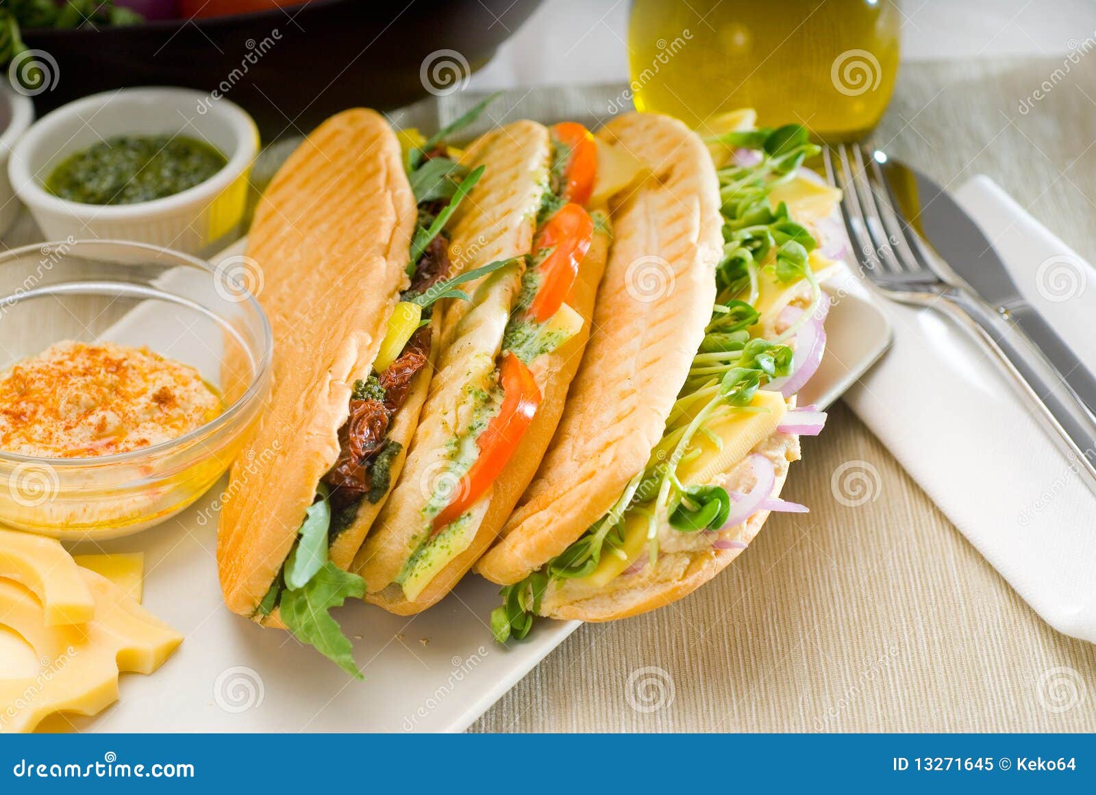 Assorted panini sandwich stock image. Image of marks - 13271645