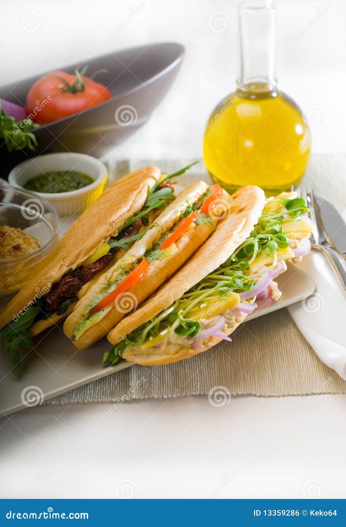 Assorted panini sandwich stock photo. Image of close - 13359286
