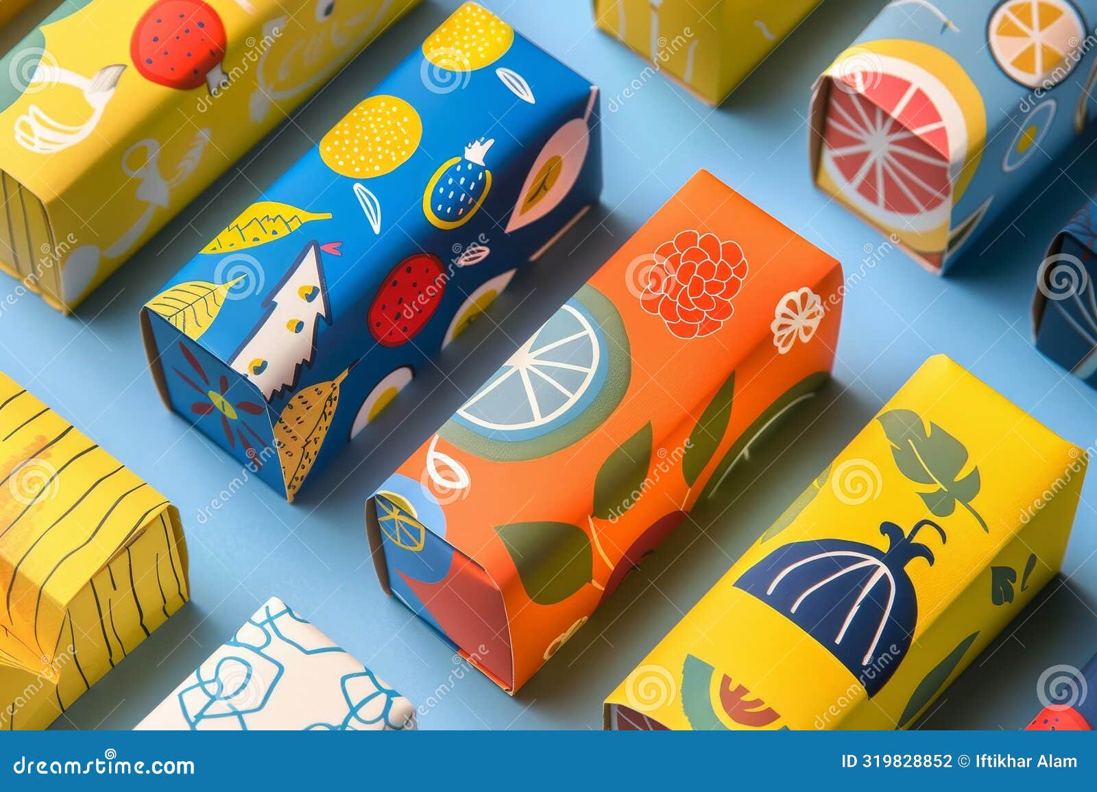 Assorted Paper Boxes Filled with Vibrant Fruit Designs, Developing Eye ...