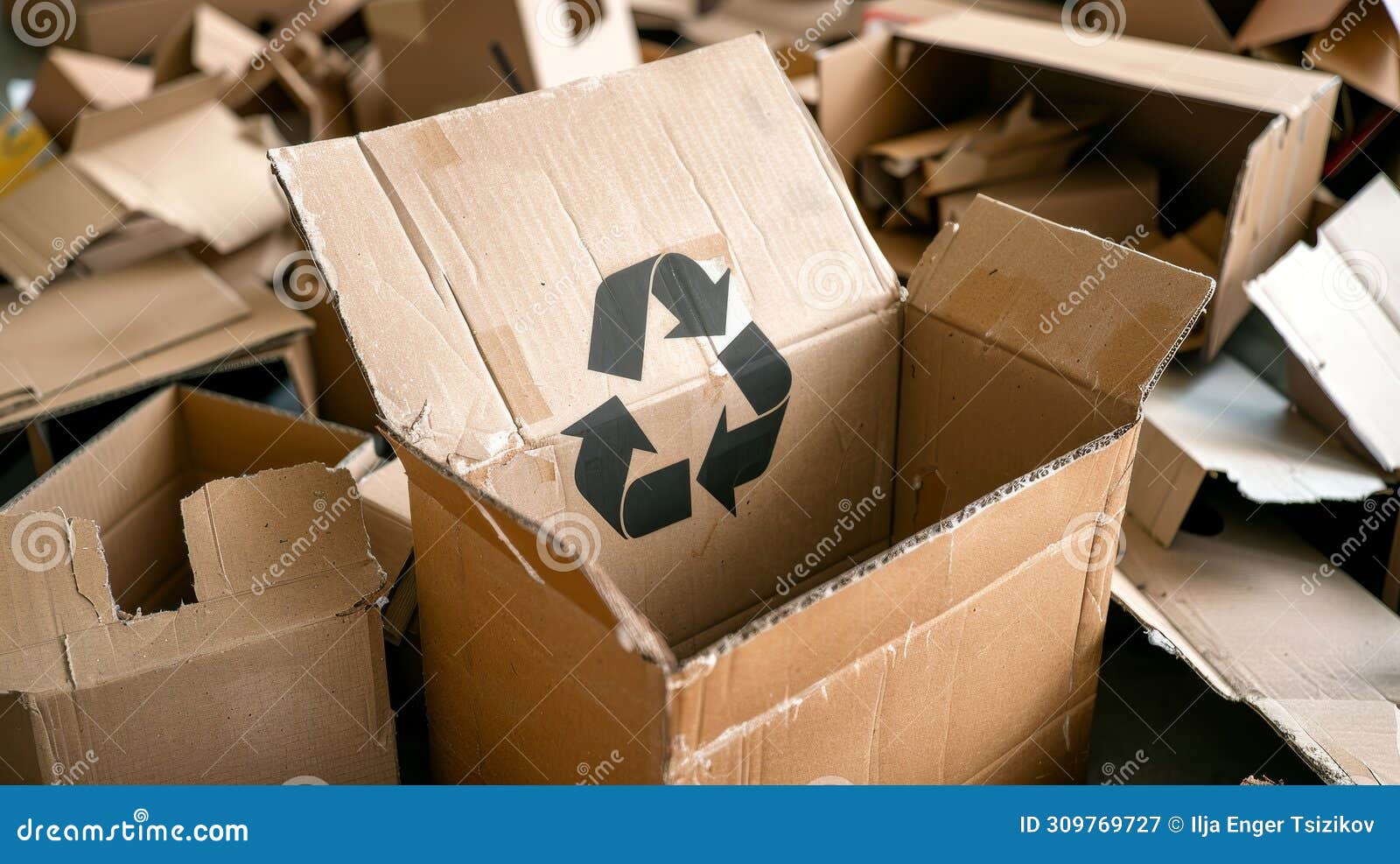 Assorted Paper And Cardboard With Recycling Symbol On Neutral ...