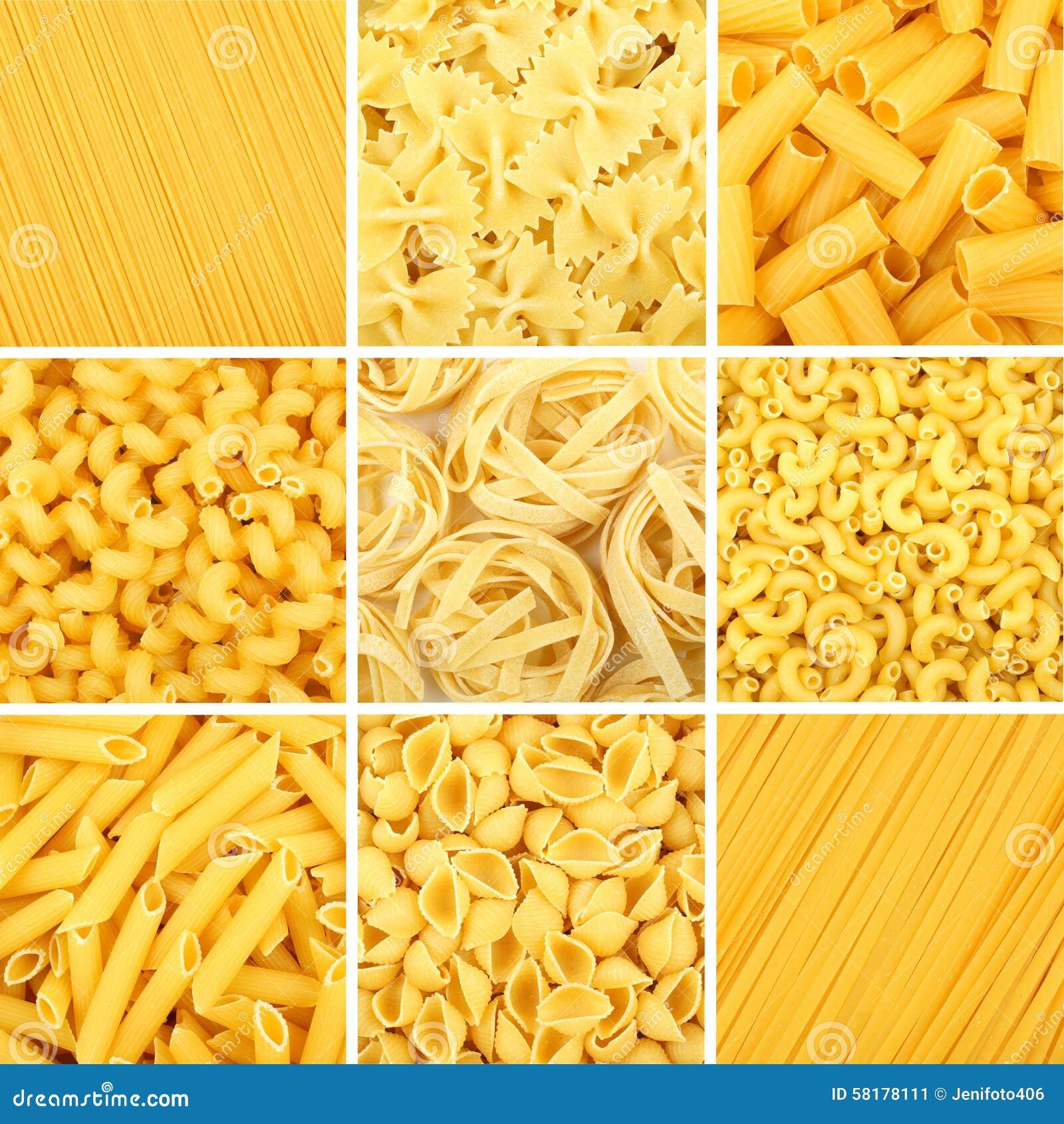 Assorted Pasta Background Collage Stock Image - Image of background ...