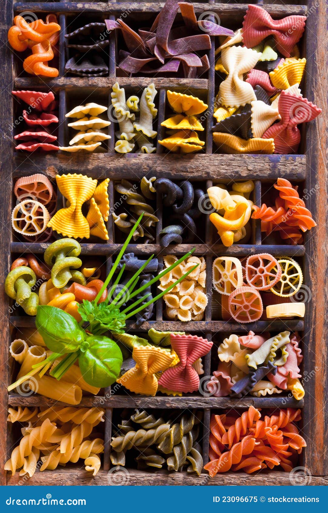 Assorted Pasta in a Letter-box Stock Image - Image of menu, copy: 23096675