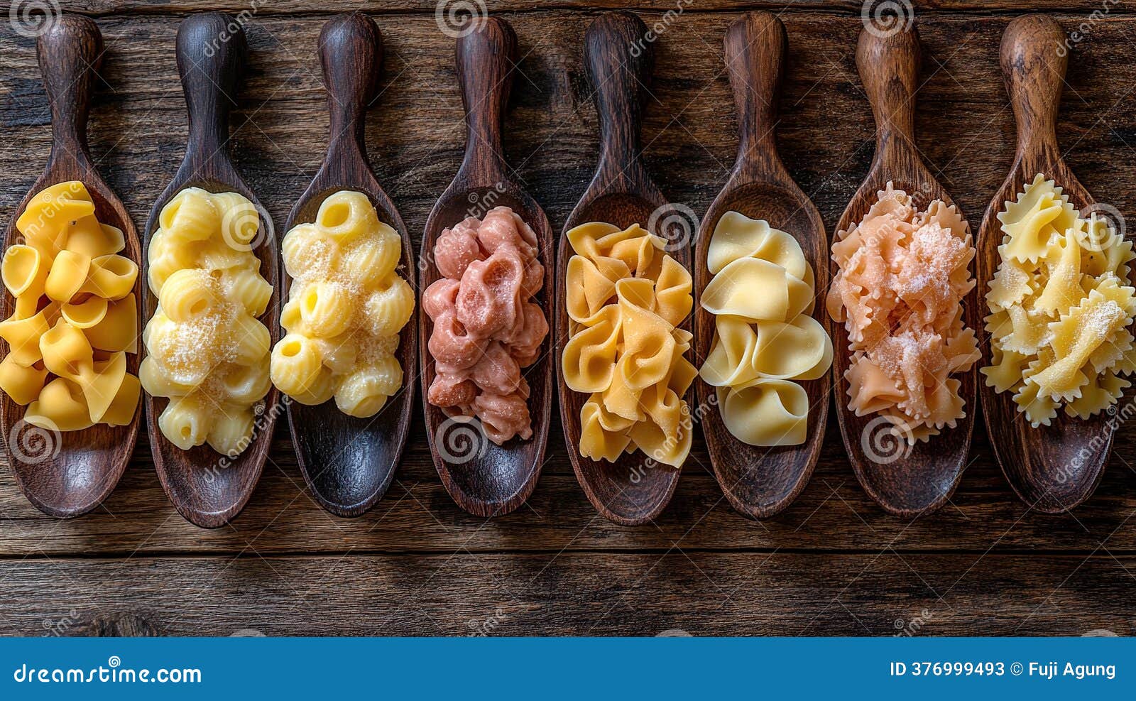 Assorted Pasta Shapes In A Vibrant, Monochrome Display Stock Image ...