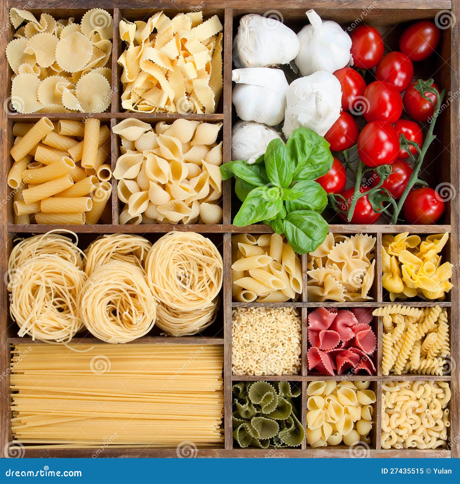 Assorted Pasta In A Wooden Box Royalty Free Stock Photo - Image: 27435515