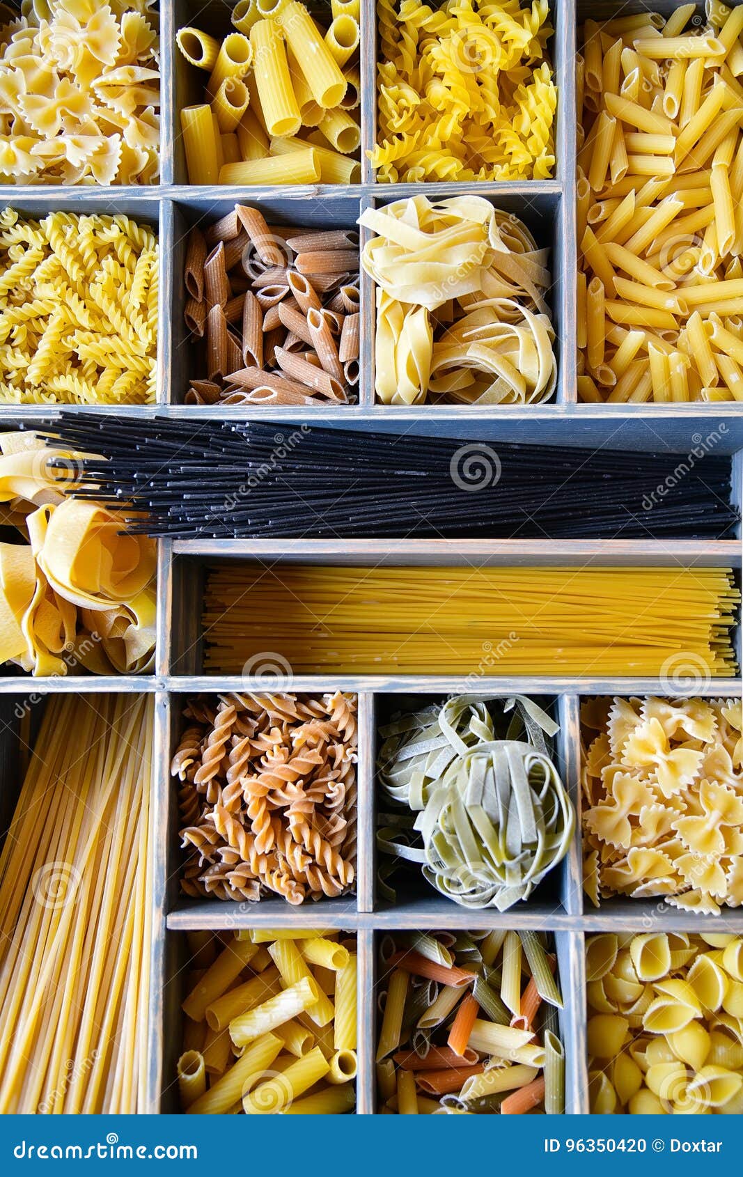 Assorted Pasta in Wooden Boxes Stock Photo - Image of macaroni, healthy ...