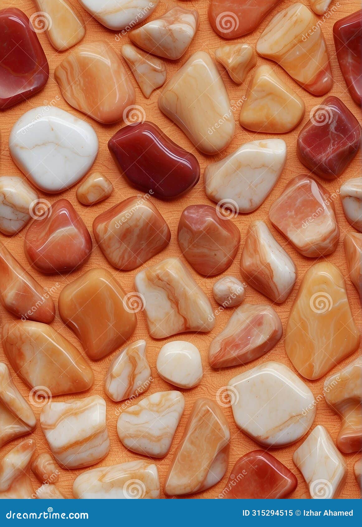 Assorted Pastel Orange Gemstones on a Uniform Background Stock ...