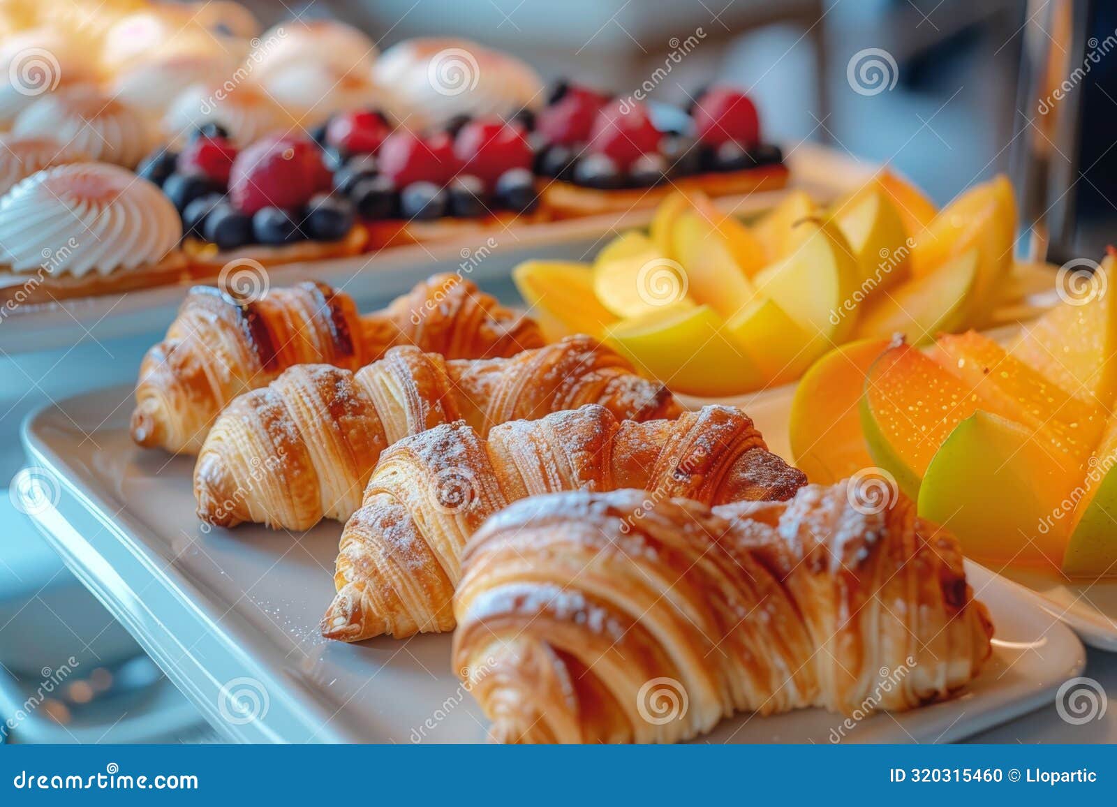 Assorted Pastries and Fresh Fruits Buffet Spread Stock Illustration ...