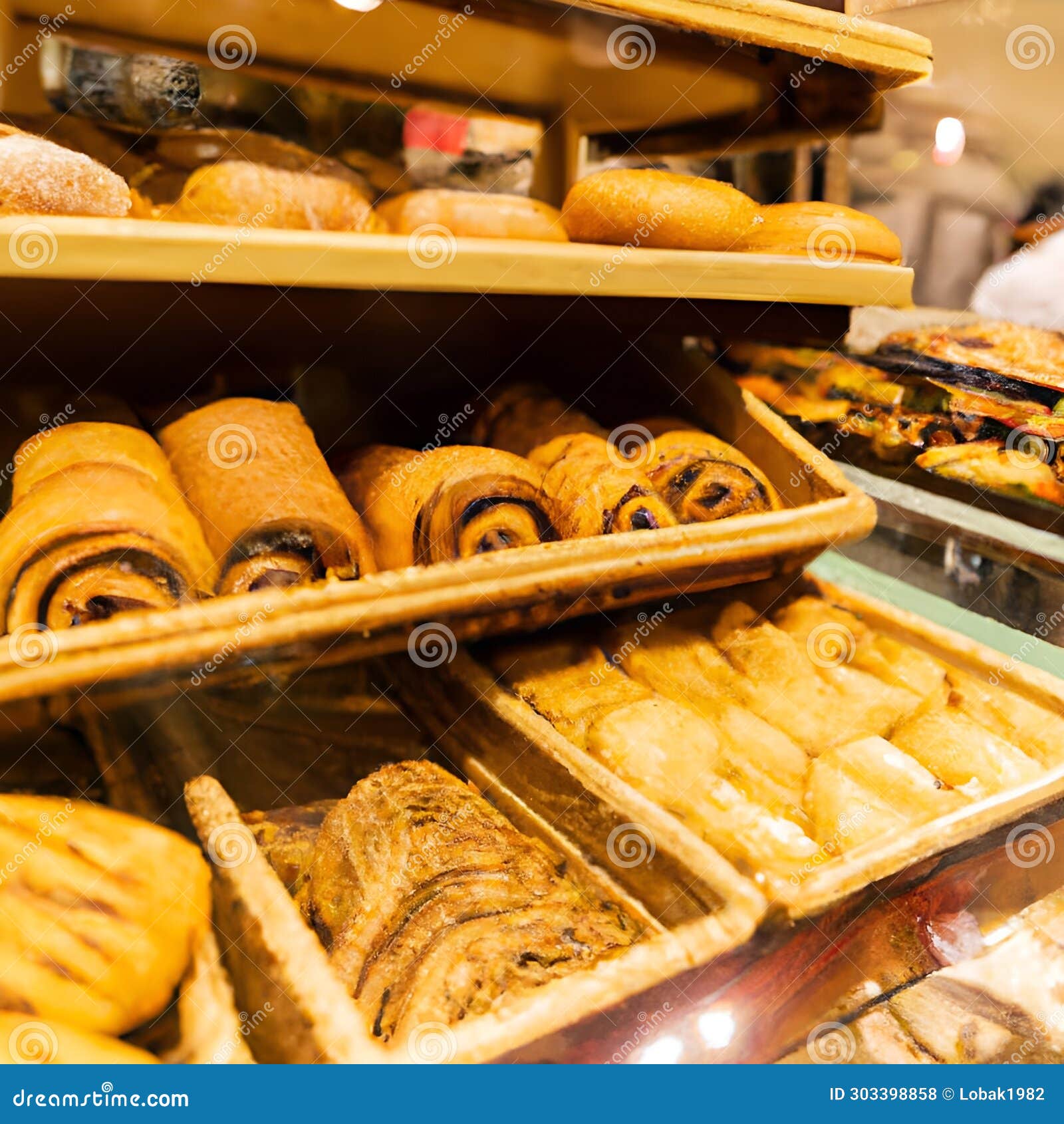 Assorted Pastry and Bread Arranged on Tray Selling at Bakery Shop Stock ...