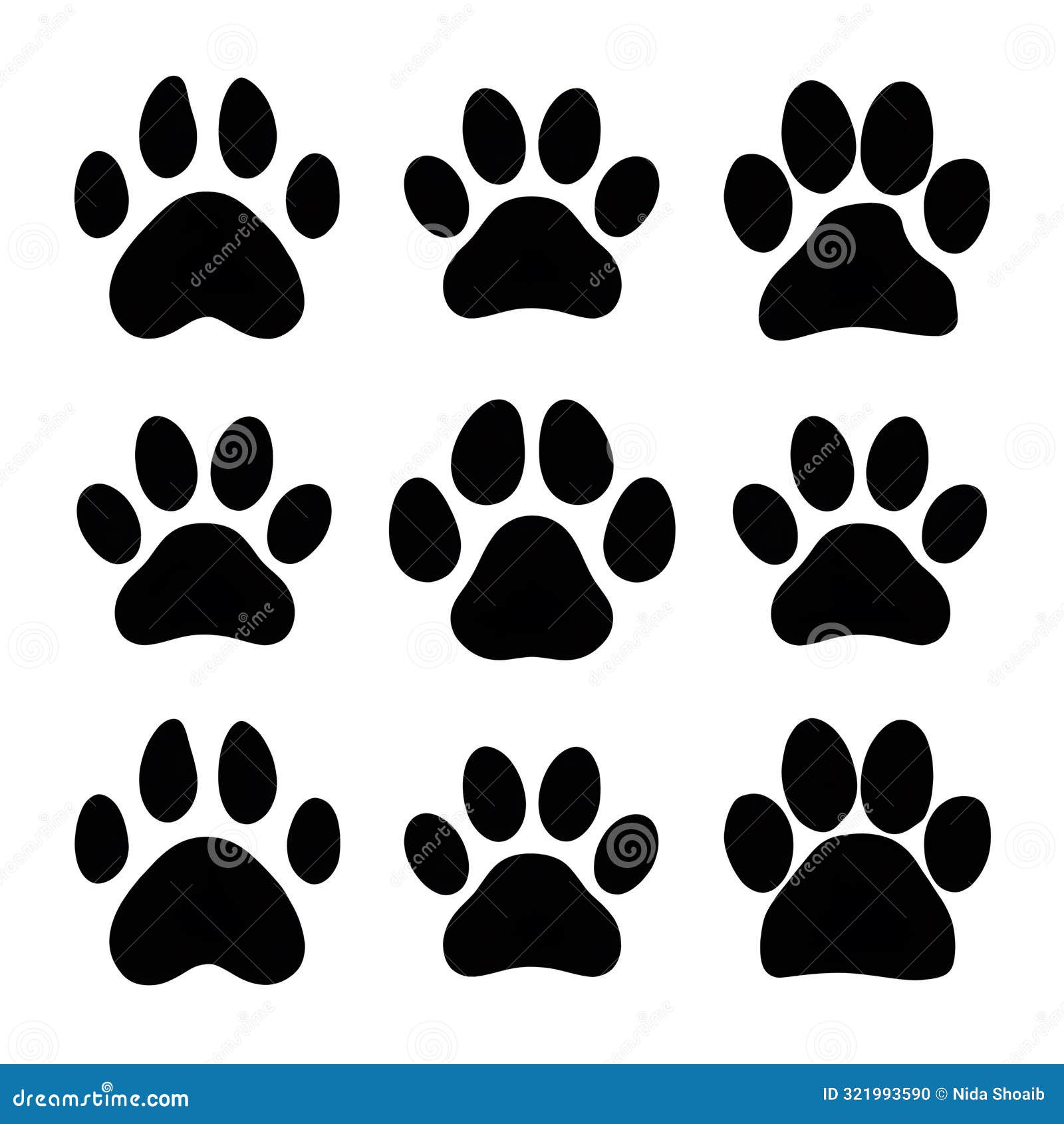 Assorted Paw Prints in Different Styles, Sizes, Shapes, and Colors ...