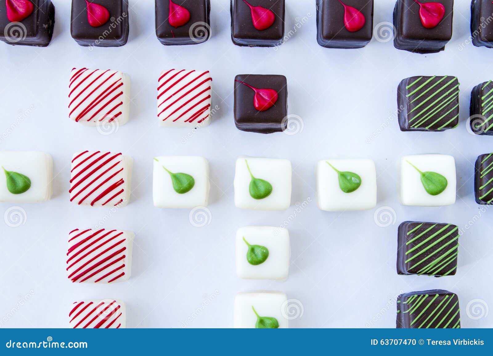 Assorted Petit Fours on White Background Stock Photo - Image of green ...