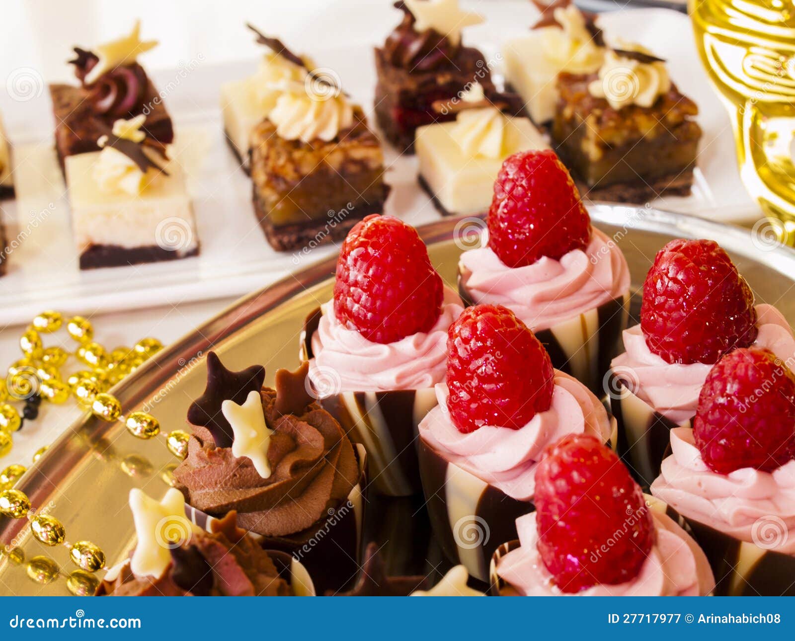 Assorted Petite Party Pastries Stock Image - Image of chocolate, beads ...