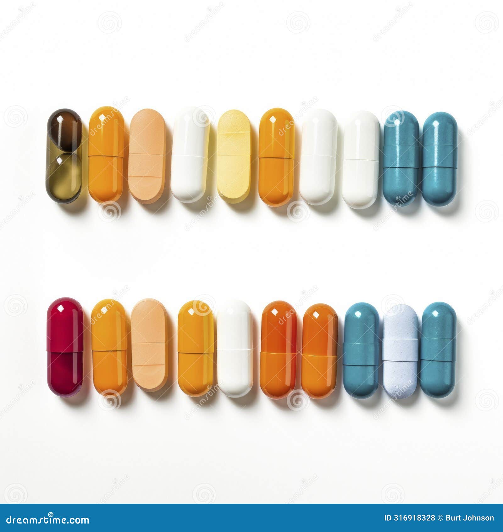 Colorful Medication Capsules on White Background Stock Photo - Image of ...