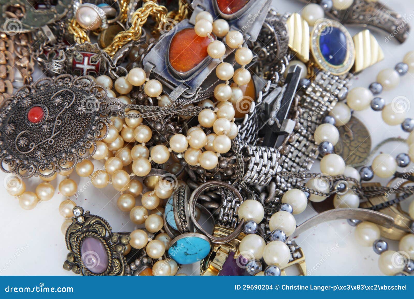 Assorted pile of jewellery stock photo. Image of glamour - 29690204