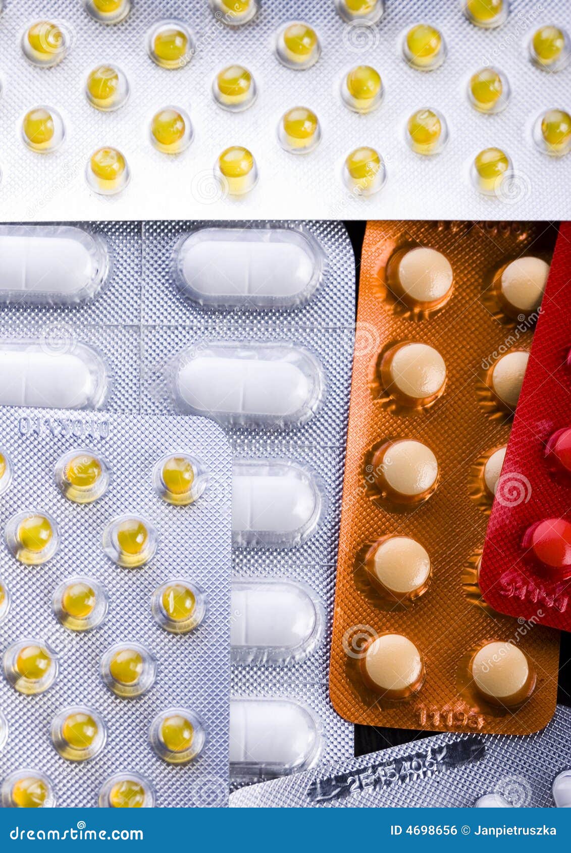 Assorted Pills in Sealed Packs Stock Photo - Image of sealed, caplets ...