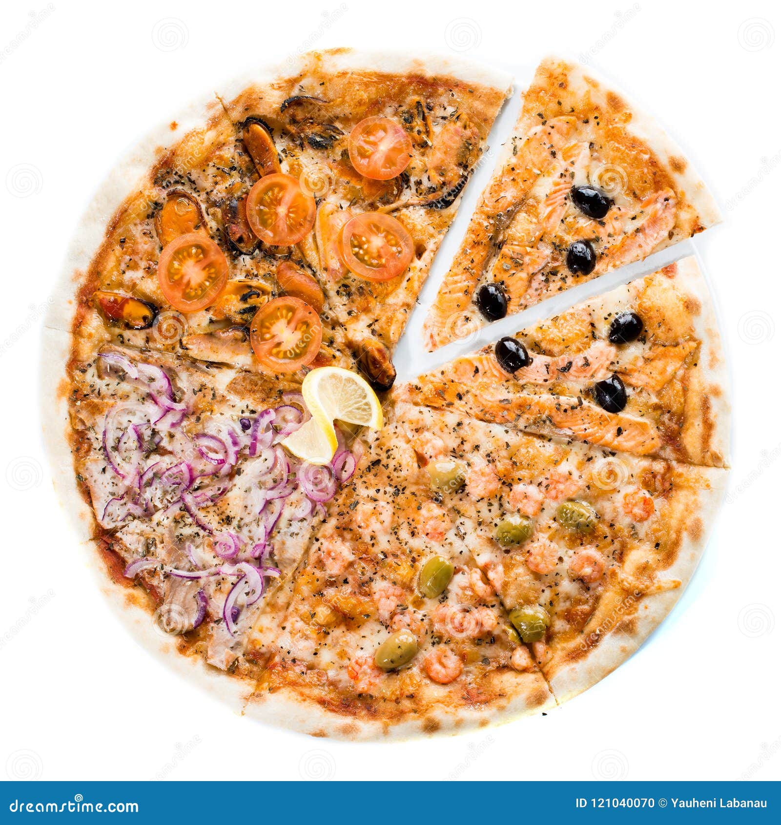 Assorted Pizza with Different Fillings on Light Background. Top Stock ...
