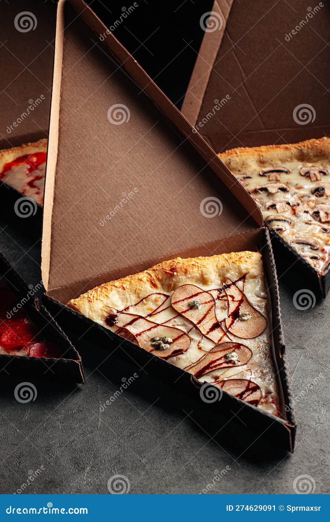 Assorted Pizza Slices with Different Toppings Stock Image - Image of ...
