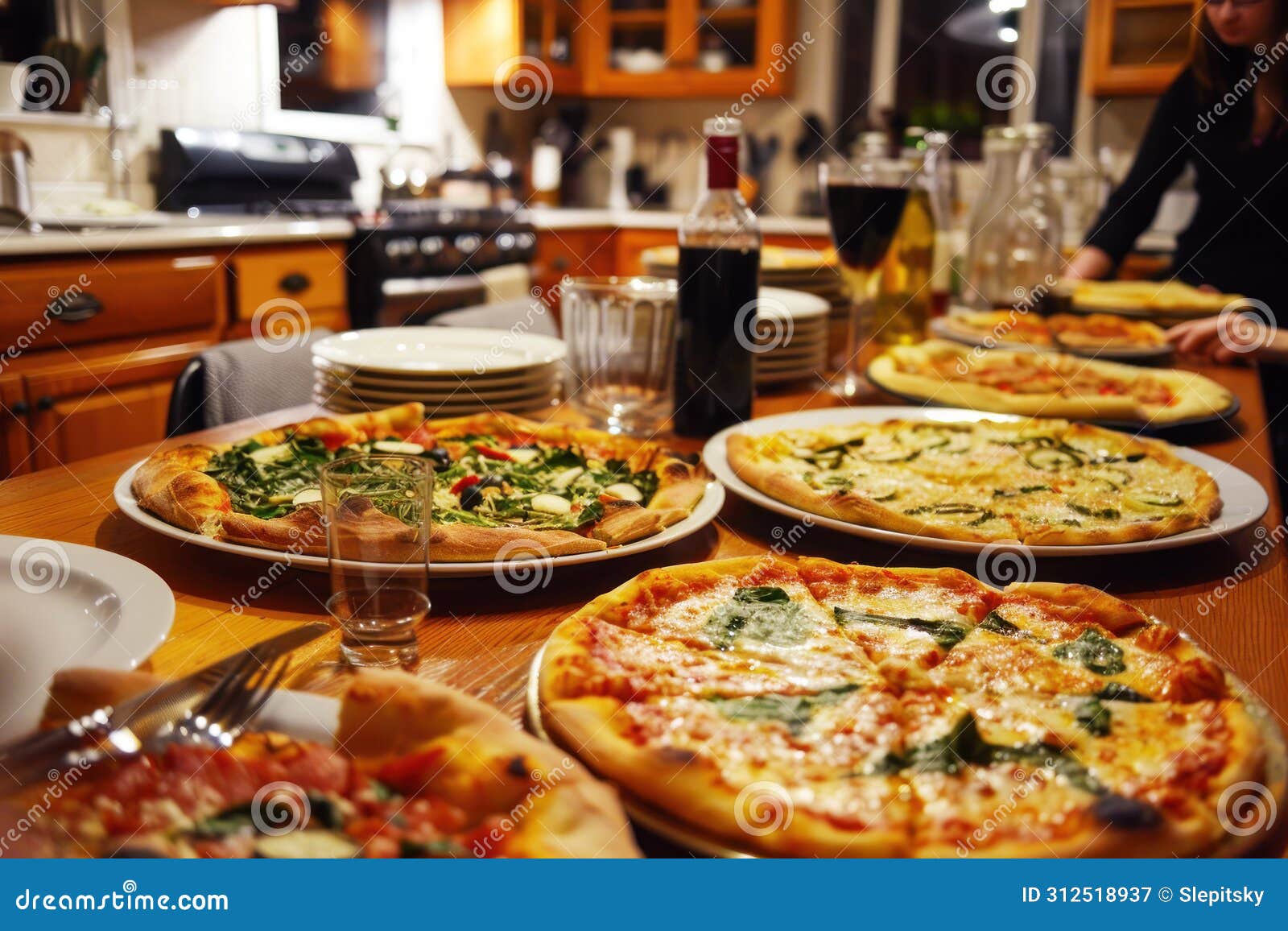 Assorted Pizzas on a Table Ready for Dinner Stock Image - Image of ...