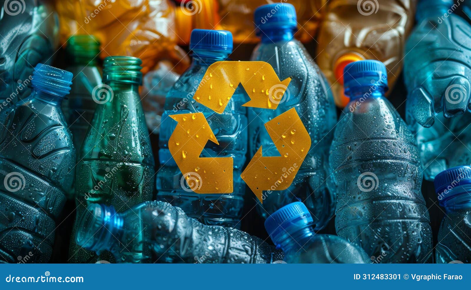 Assorted Plastic Bottles with Recycling Symbol Stock Image - Image of ...