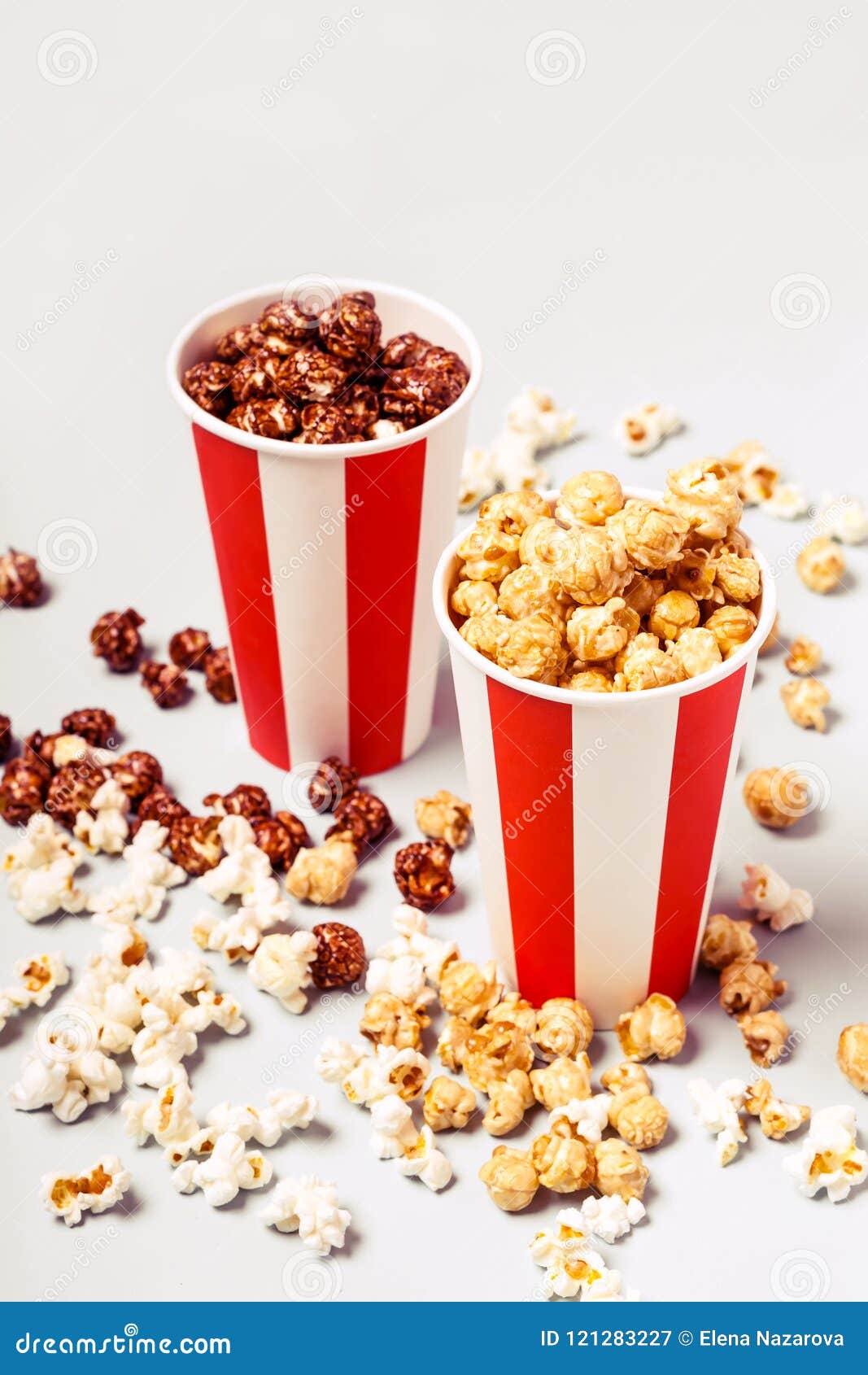Assorted Popcorn Set in Paper Striped White Red Cup Stock Image - Image ...