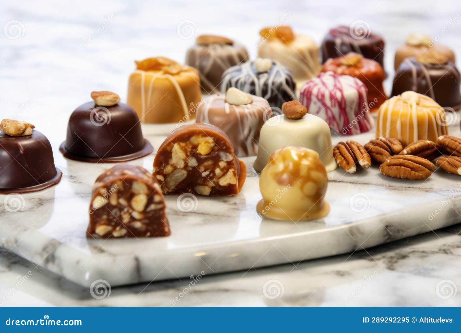 Assorted Pralines on a Marble Countertop Stock Image - Image of ...