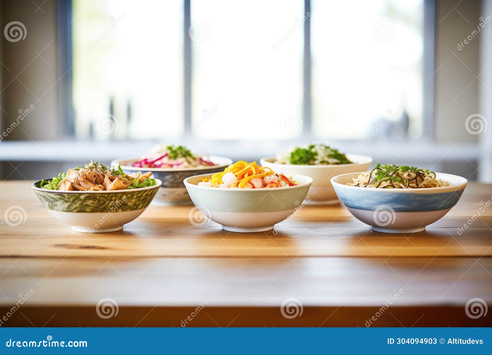 Assorted Ramen Bowls, Different Flavors in a Row Stock Image - Image of ...