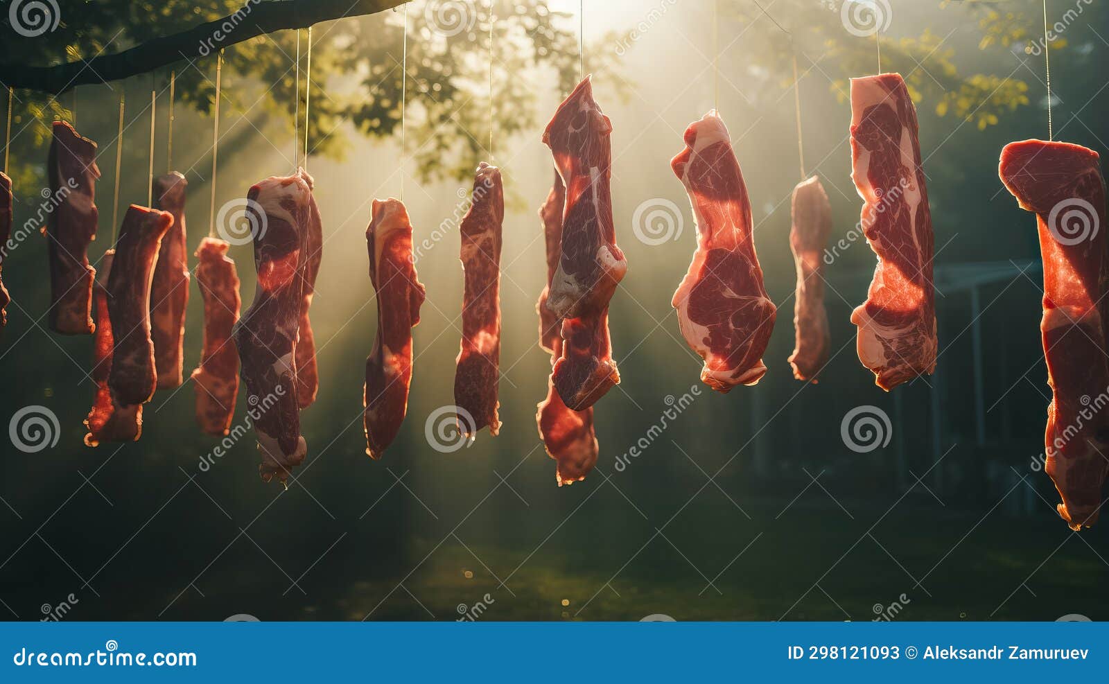 Assorted Raw Meat on Metal Hooks Stock Image - Image of meat, homemade ...